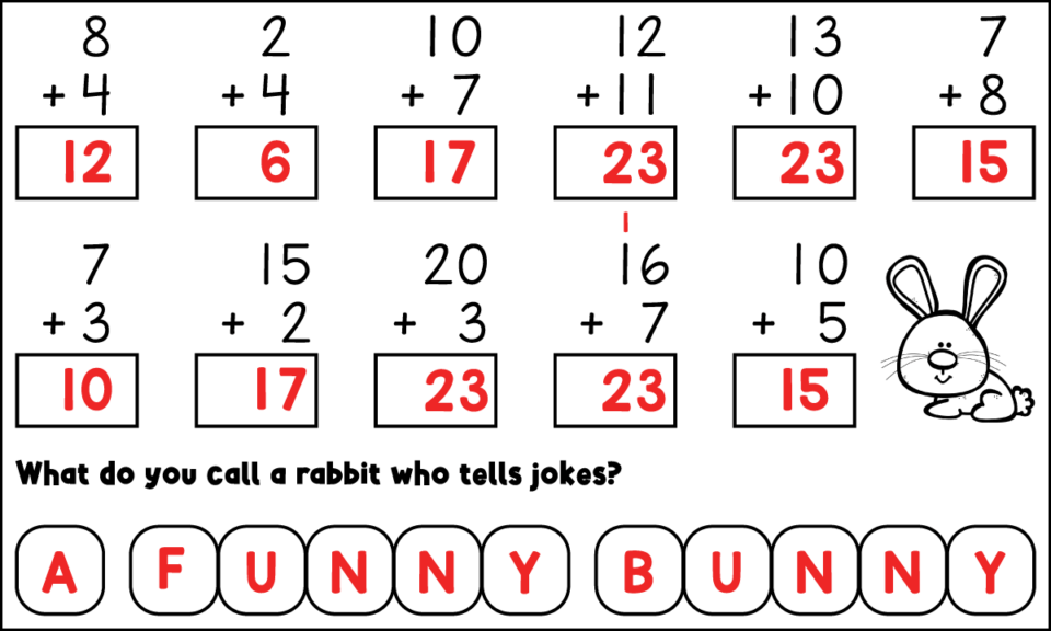 Spring Addition Riddles Worksheets (1st & 2nd Grade)