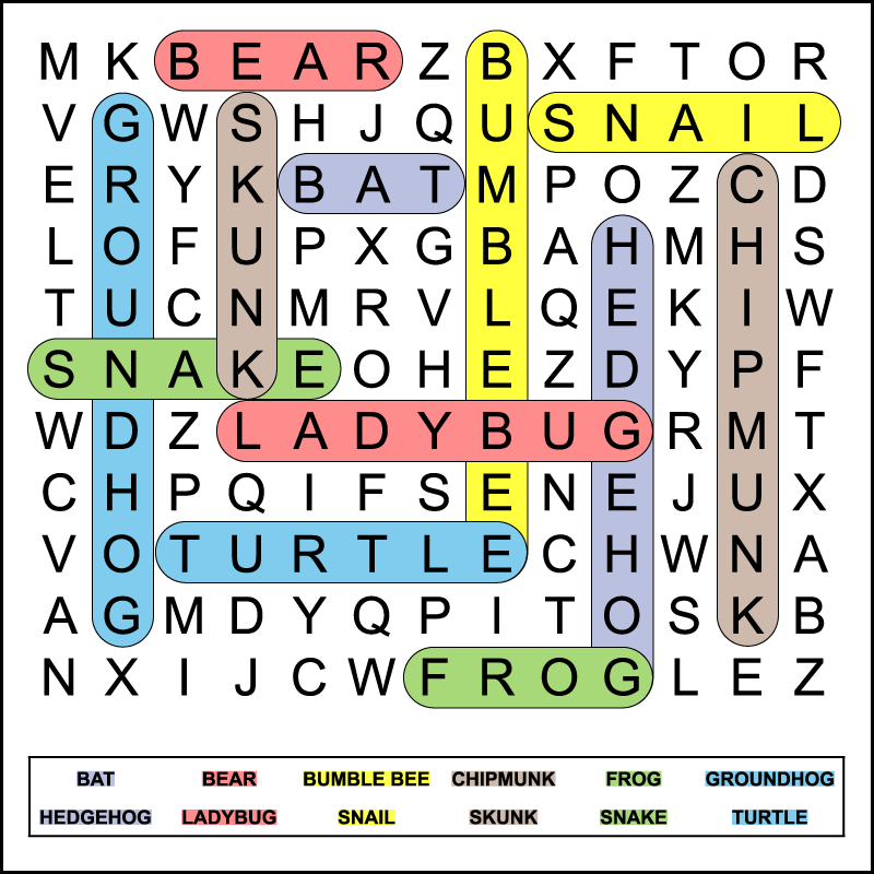 1st Grade Hibernating Animals Word Search - Tree Valley Academy