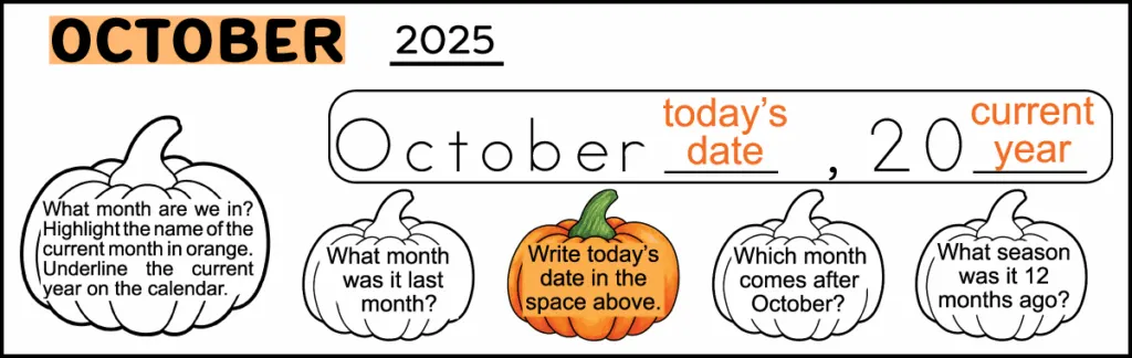 Printable Calendar Worksheet for October 2025