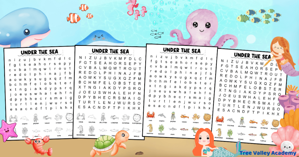 1st Grade Ocean Word Search - Tree Valley Academy