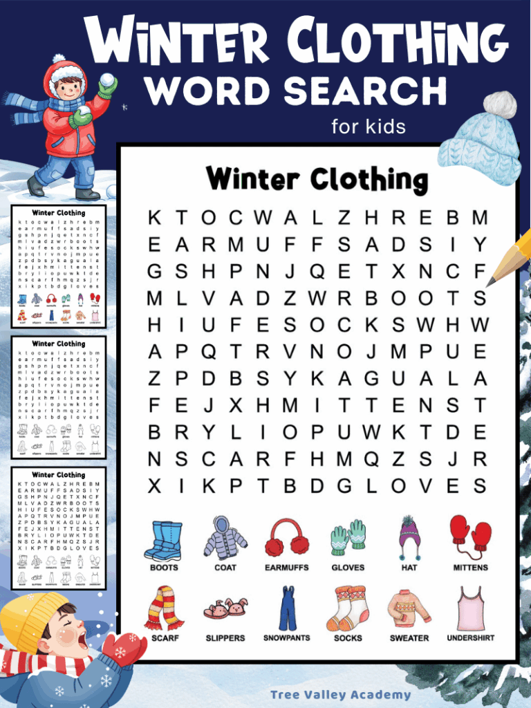 Easy Snowman Word Search - Tree Valley Academy