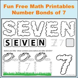 Number Bonds to 7 Free Math Worksheets