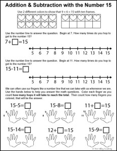 Number Bonds to 15 Free Math Worksheets