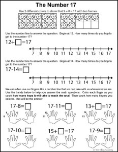 Number Bonds to 17 Free Math Worksheets