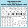Number Bonds to 16 Free Math Worksheets