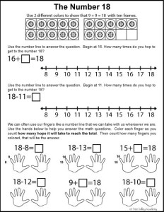 Number Bonds to 18 Free Math Worksheets