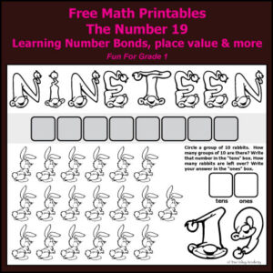 Number Bonds of 19 Free Math Printables