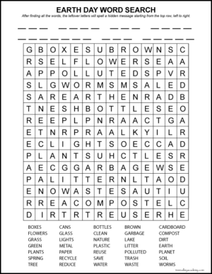 Earth Day Word Puzzles, Vocabulary Games and Activities for Kids