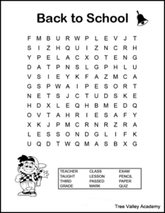 Back To School Word Search Puzzles For Kids