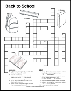 Back to School Crossword Puzzles - Tree Valley Academy