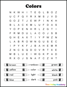 Easy Color Word Search for Kids - 2nd Grade Puzzle