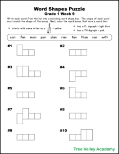 36 Word Shape Puzzles for Kids - Tree Valley Academy