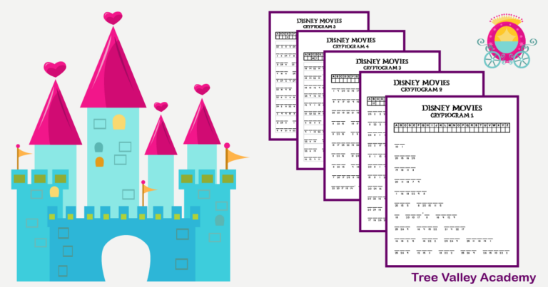 Printable Disney Movies Cryptograms - Tree Valley Academy