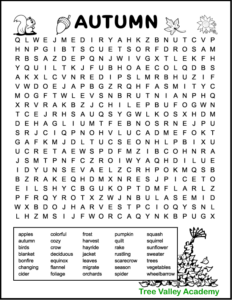 Printable Fall Word Searches for Kids - Tree Valley Academy