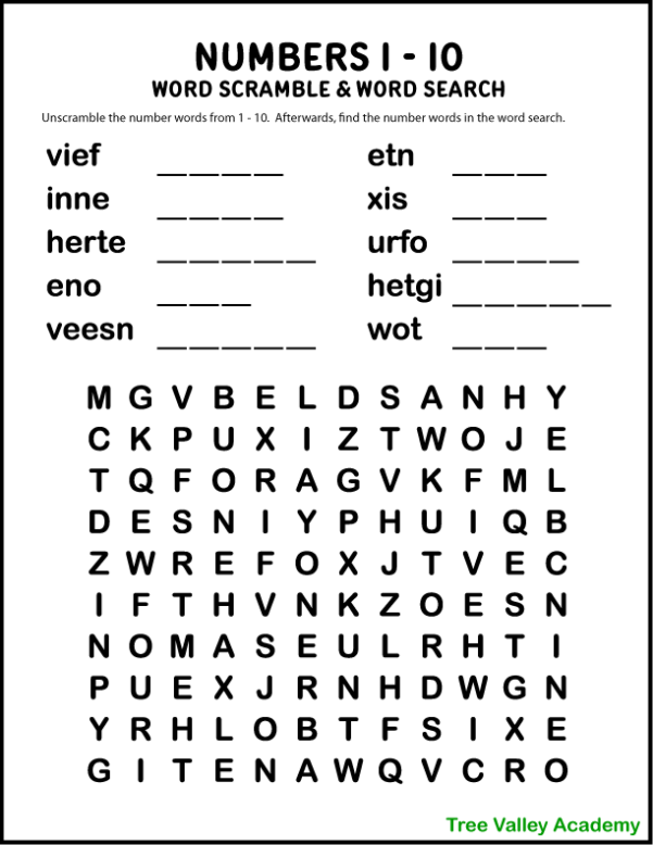 Fun Number Words 1-10 Spelling Worksheets for Kids