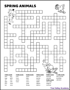Spring Animals Fill In Puzzle - Tree Valley Academy