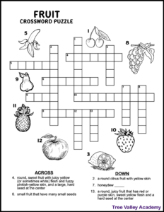 Fruit Crossword Puzzle for Kids - Tree Valley Academy