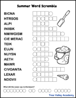 Printable Summer Word Scrambles for Kids - Tree Valley Academy