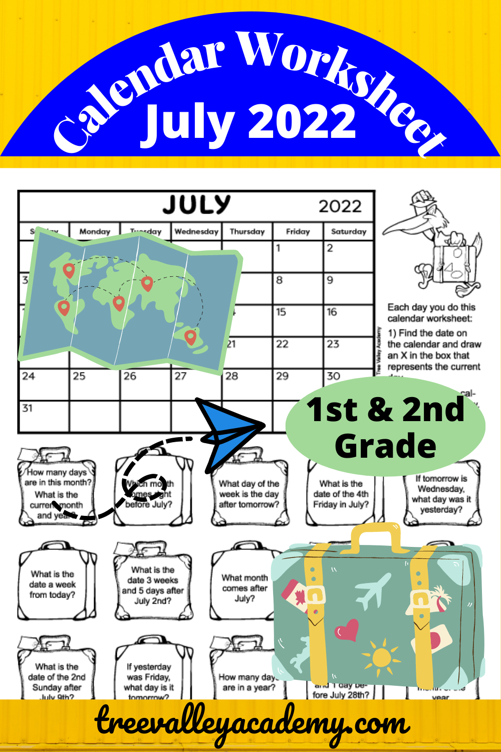 Calendar Worksheet for July 2023 - Tree Valley Academy