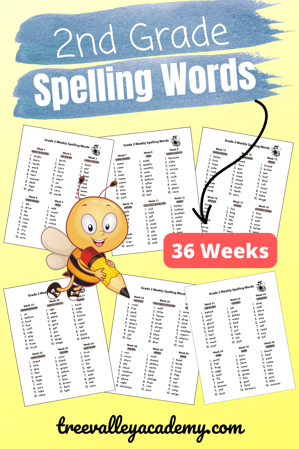 Grade 2 Spelling Words with Themed Spelling Lists