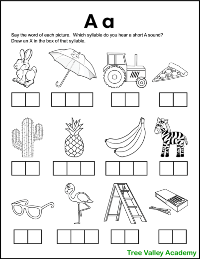Letter A Sound Worksheets - Tree Valley Academy
