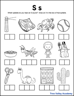Letter S Sound Worksheets - Tree Valley Academy