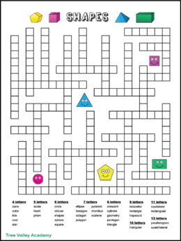 Geometric Shapes Word Puzzle for Kids - Tree Valley Academy