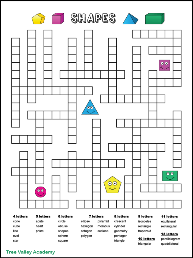 Geometric Shapes Word Puzzle for Kids - Tree Valley Academy