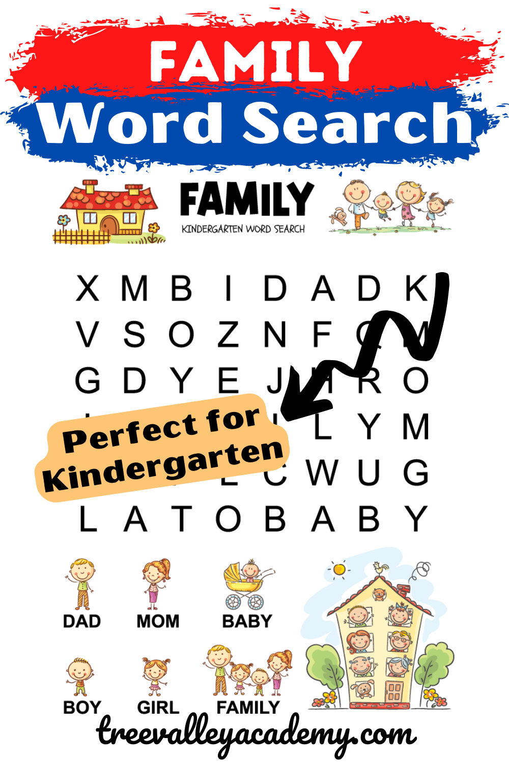 Kindergarten Family Word Search - Tree Valley Academy