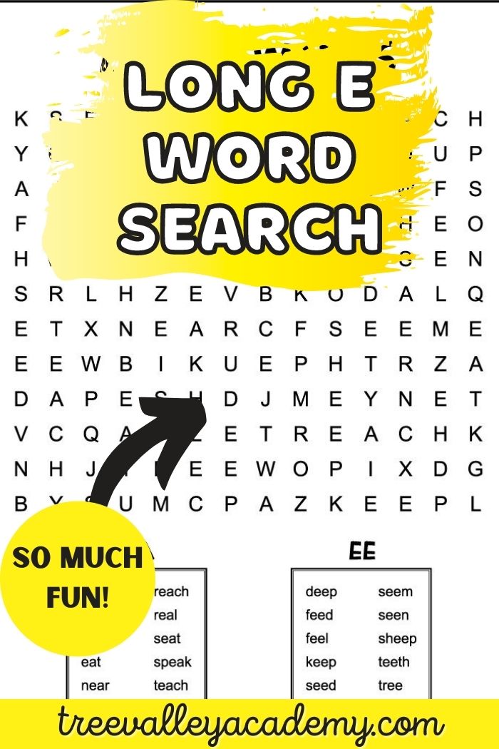 Long E Word Search - Tree Valley Academy