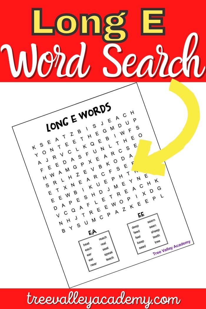 Long E Word Search - Tree Valley Academy