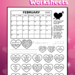 Printable February 2022 Calendar Worksheet for Grade 1 & 2