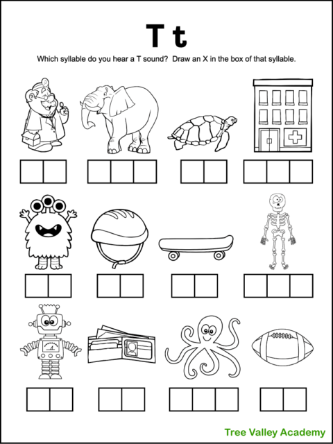 Letter T Sound Worksheets - Tree Valley Academy