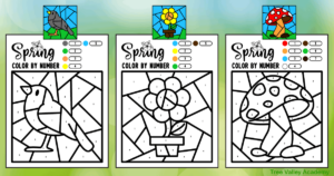 10 Spring Color by Number Worksheets for Preschoolers