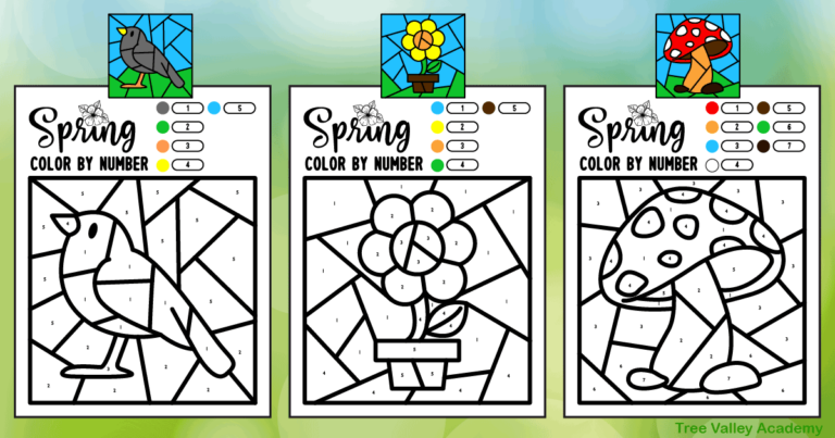 10 Spring Color by Number Worksheets for Preschoolers
