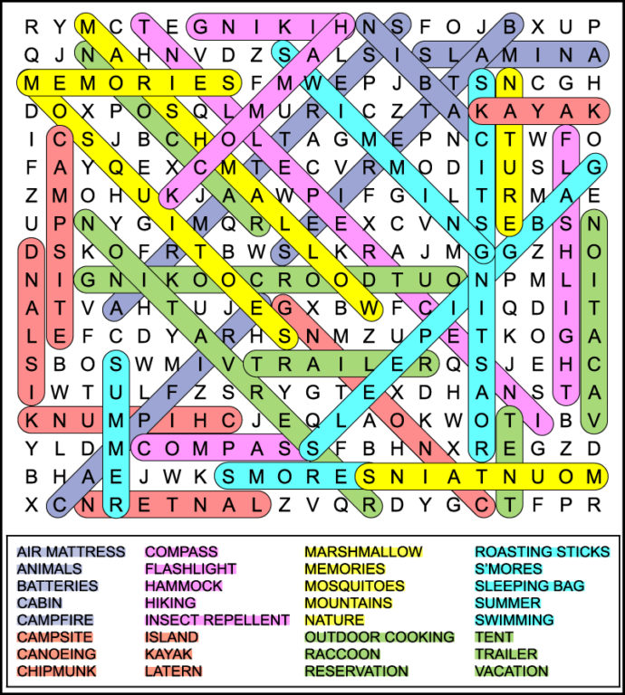 Difficult Camping Word Search Tree Valley Academy difficult-camping-word-search-tree-valley-academy