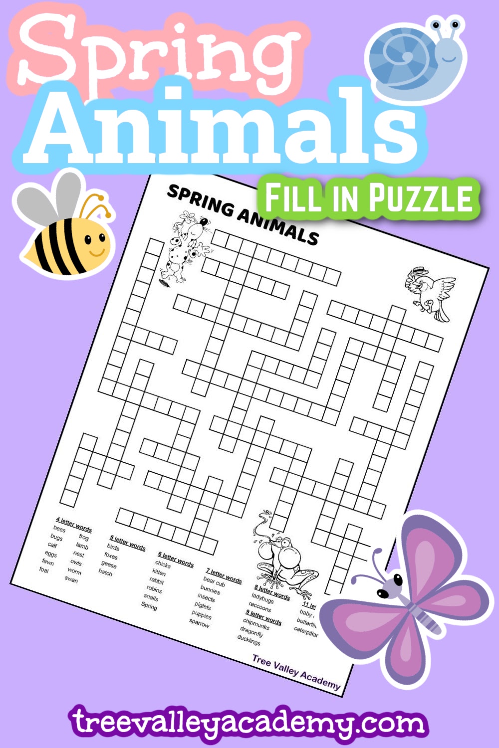 Spring Animals Fill In Puzzle - Tree Valley Academy