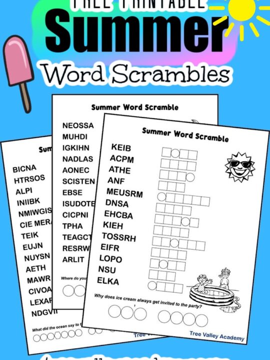 28 Printable Word Scrambles for Kids - Tree Valley Academy