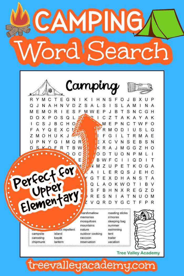 Difficult Camping Word Search - Tree Valley Academy