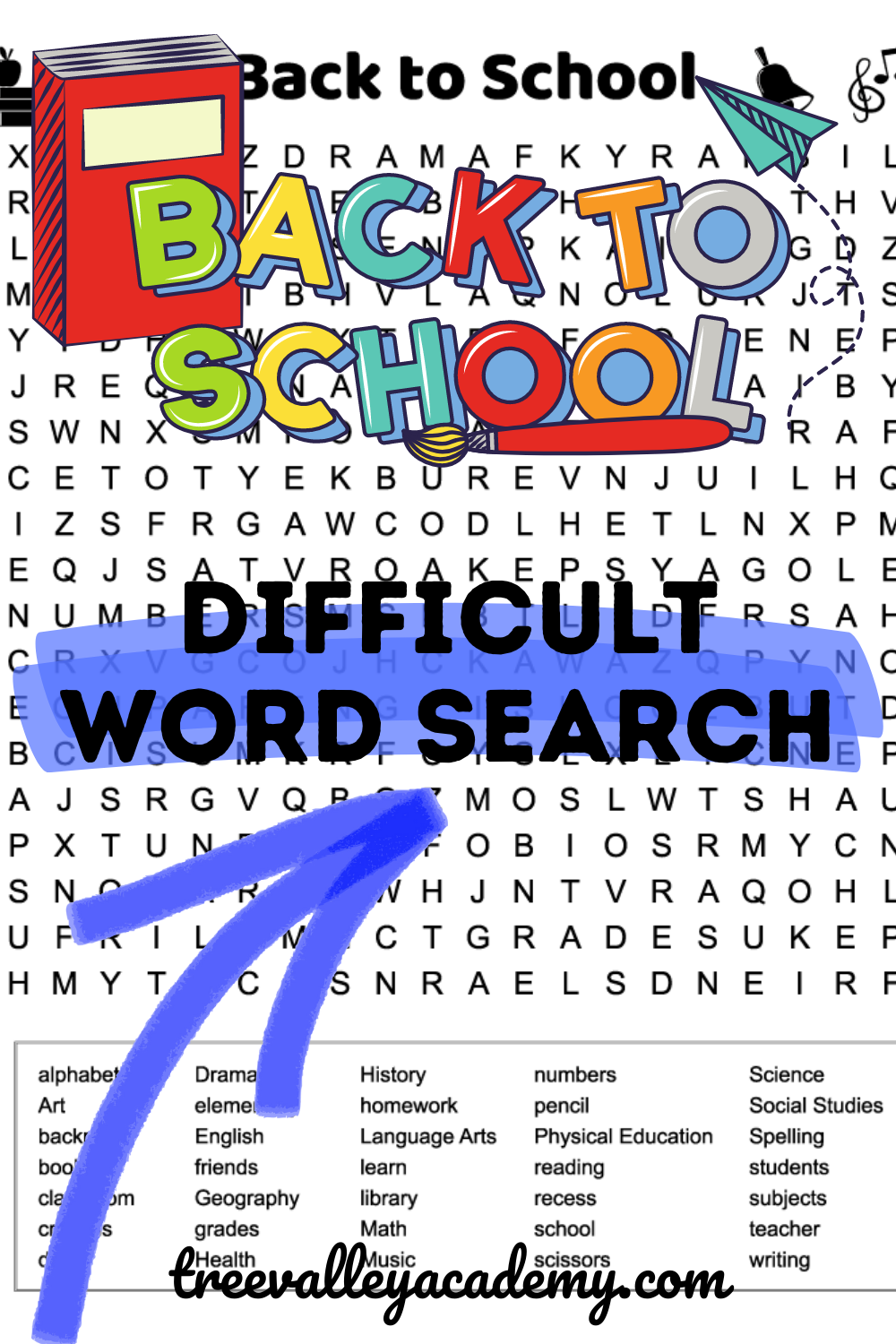 Challenging Back to School Word Search for Kids