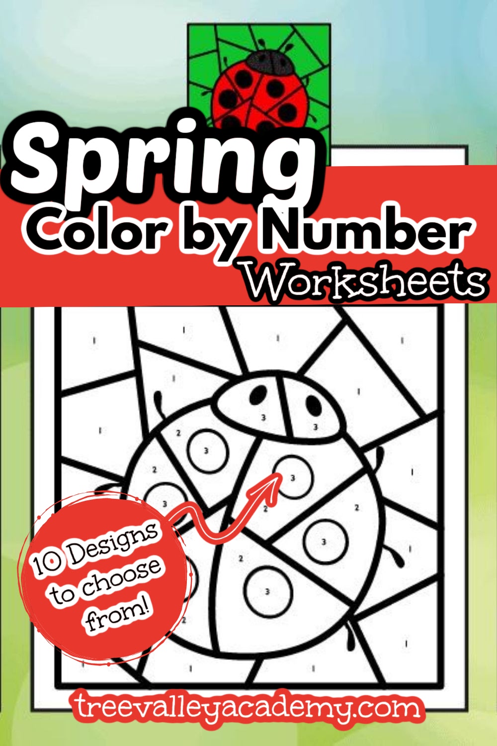 10 Spring Color by Number Worksheets for Preschoolers