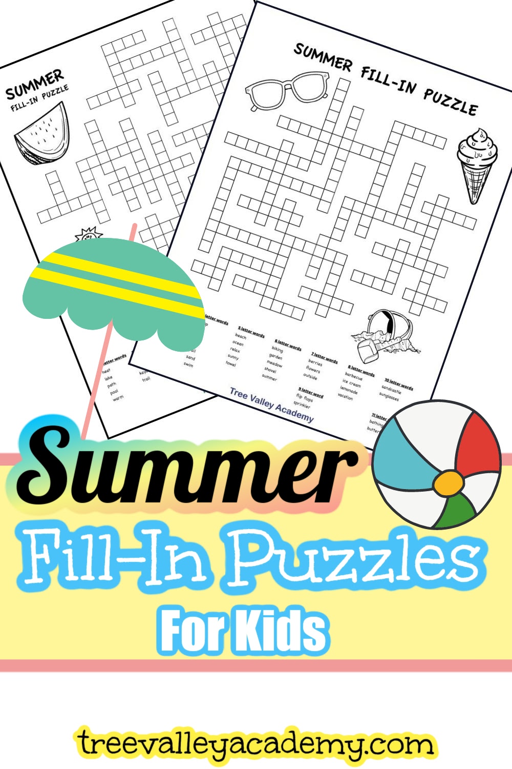 Fun Summer Fill-In Puzzles for Kids - Tree Valley Academy