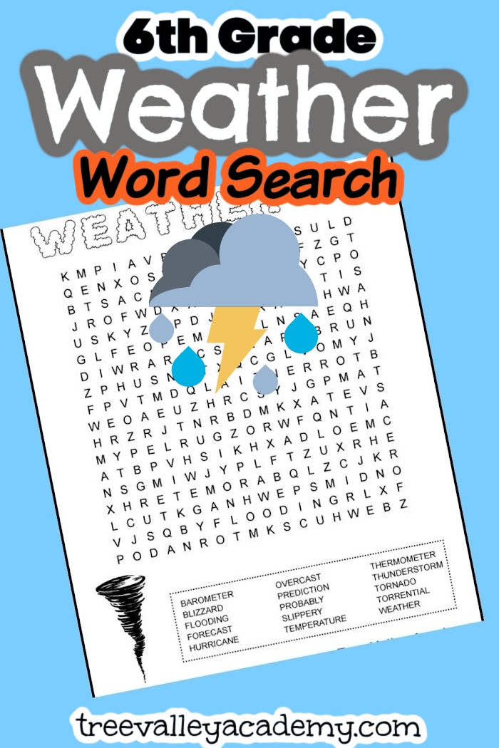 6th Grade Weather Word Search Puzzle - Tree Valley Academy