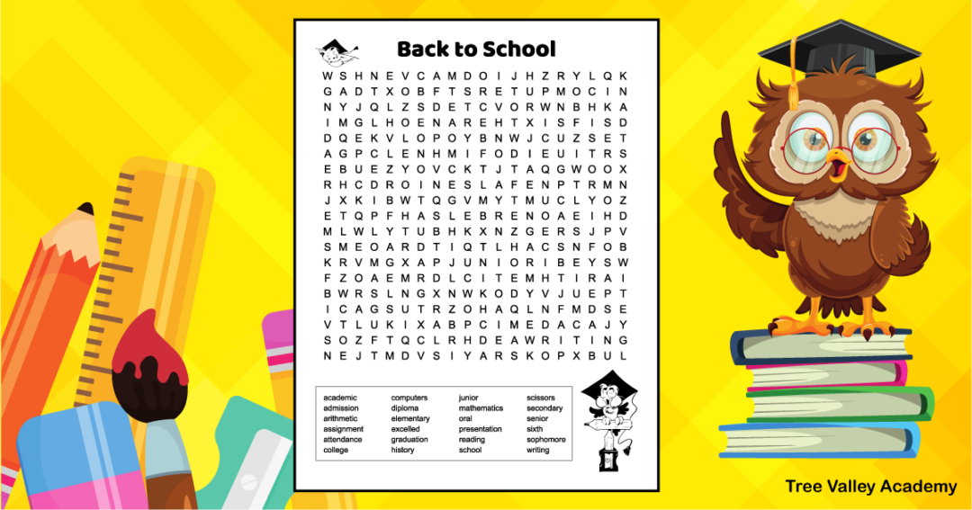 Back to School Word Search for Grade 6 Students
