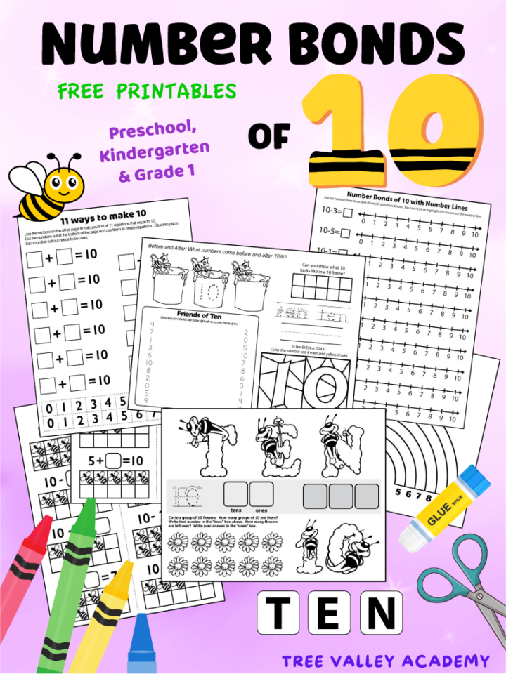 Number Bonds to 10 Worksheets - Tree Valley Academy