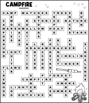 Campfire Camping Word Fill In Puzzle - Tree Valley Academy