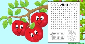 Easy Apple Word Search for Kids - Tree Valley Academy