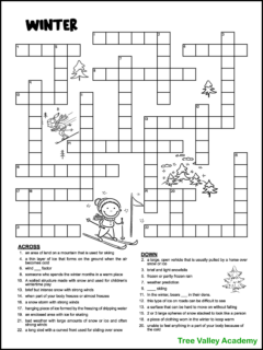 Printable Winter Crossword Puzzles for Kids - Tree Valley Academy
