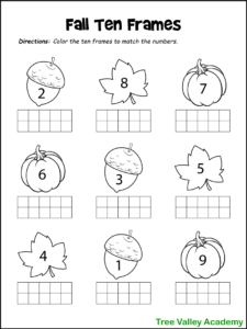 Fall Math Worksheets for Kindergarten, Preschool & 1st Grade