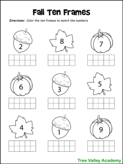 Fall Math Worksheets for Kindergarten, Preschool & 1st Grade